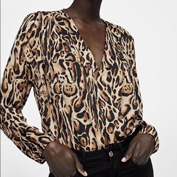 Zara | Tops | Zara Animal Print Bodysuit | Poshmark